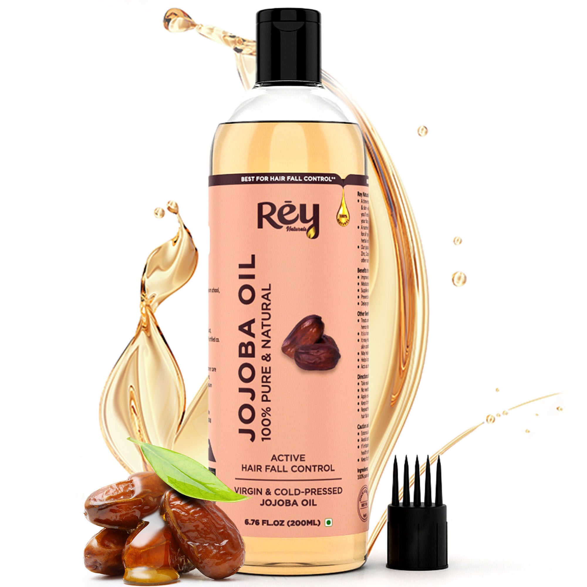 Rey Naturals Jojoba Oil 100% Pure, Natural & Cold Pressed - Hydrates