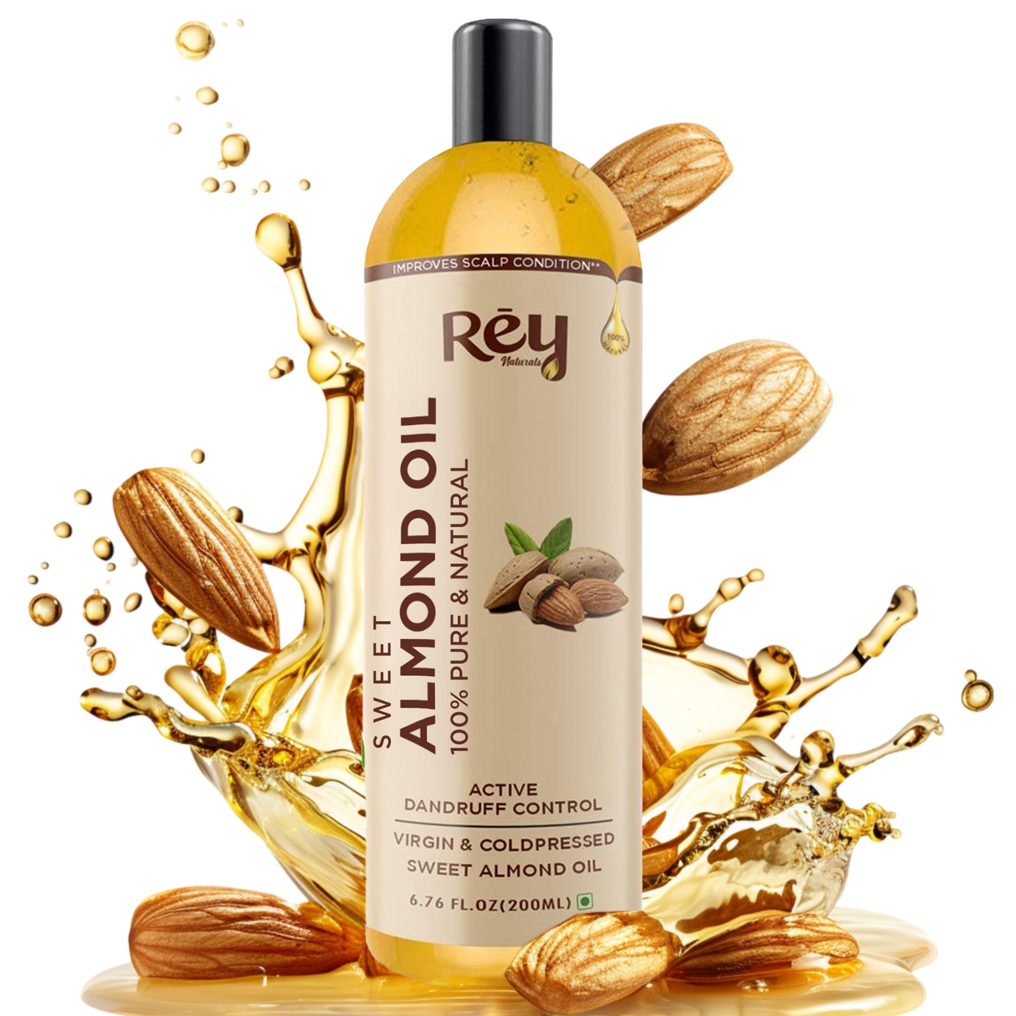 Rey Naturals Almond Hair Oil (Badam oil) - 100% Pure, Cold Pressed
