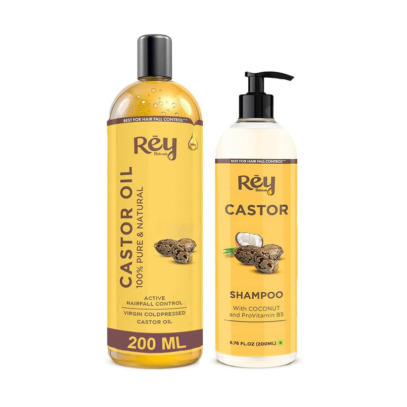 Rey Naturals Castor Oil (Arandi Oil) - Premium Cold Pressed for Hair