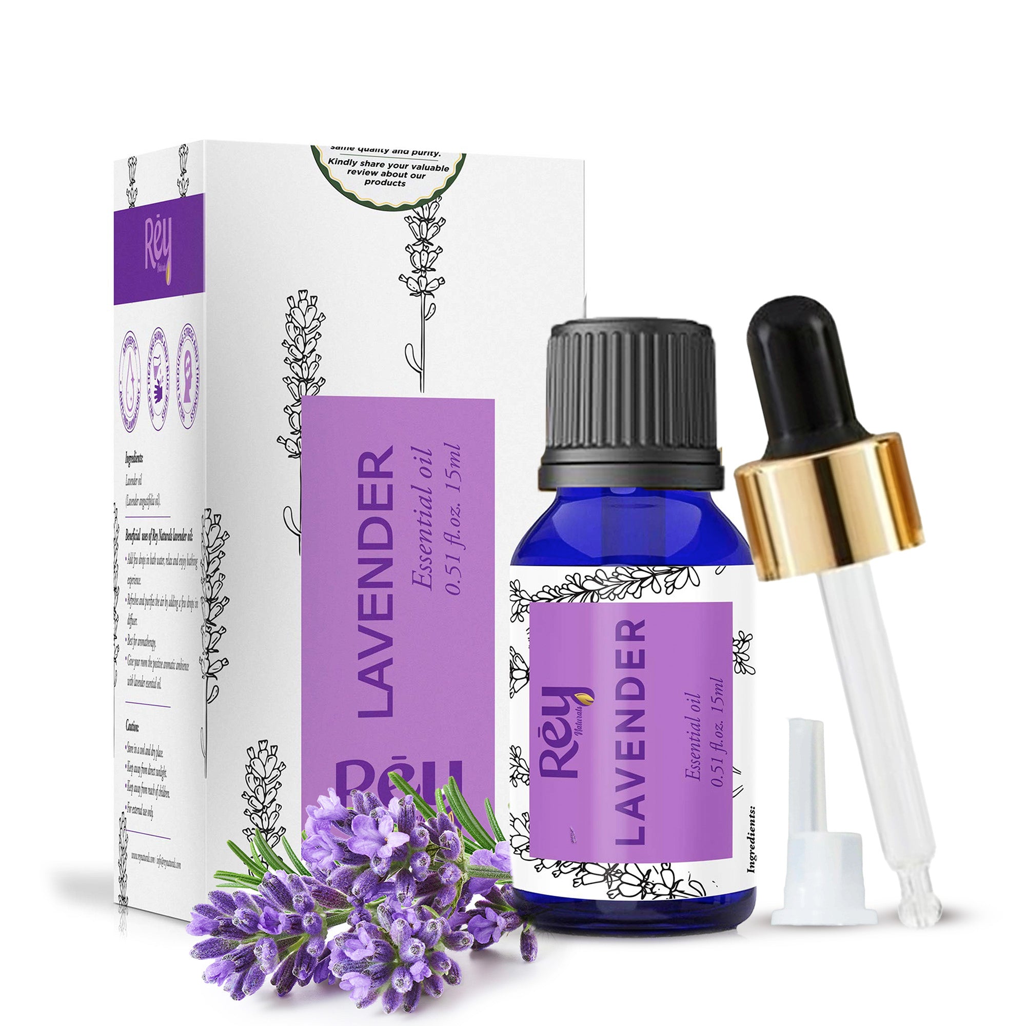 Rey Naturals Lavender Essential Oil for Hair,Skin|100% Pure Lavender