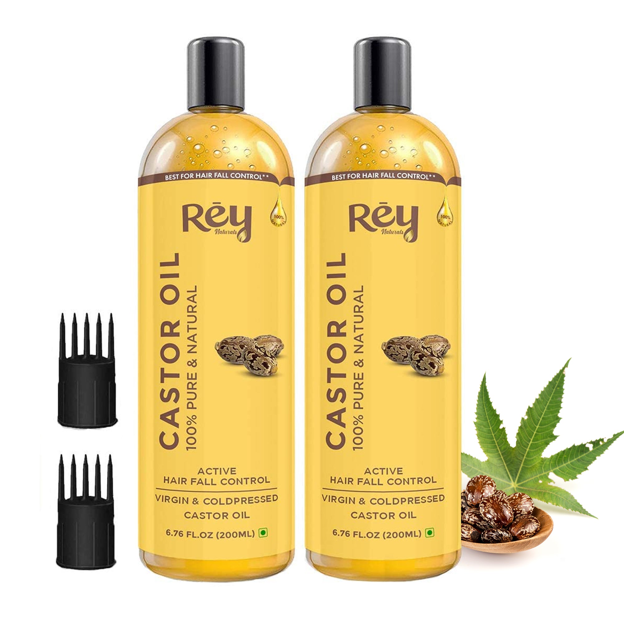 Rey Naturals Cold-Pressed, 100% Pure Castor Oil - Moisturizing